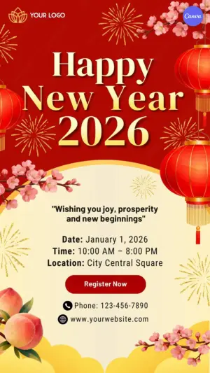 Elegant NYE Celebration 2026 Poster Template - Canva Templates