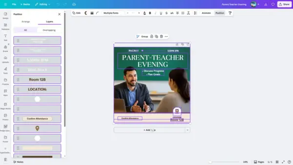 Free Parent-Teacher Conference Poster Template | School Meeting - Canva ...